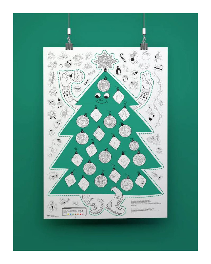 Poster avec stickers à colorier et à découper Sapin Géant - OMY I Trentotto