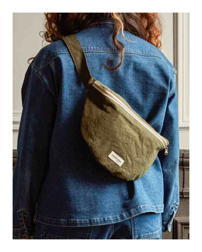 Sac banane Custine Kaki en coton recyclé - Rive Droite I Trentotto